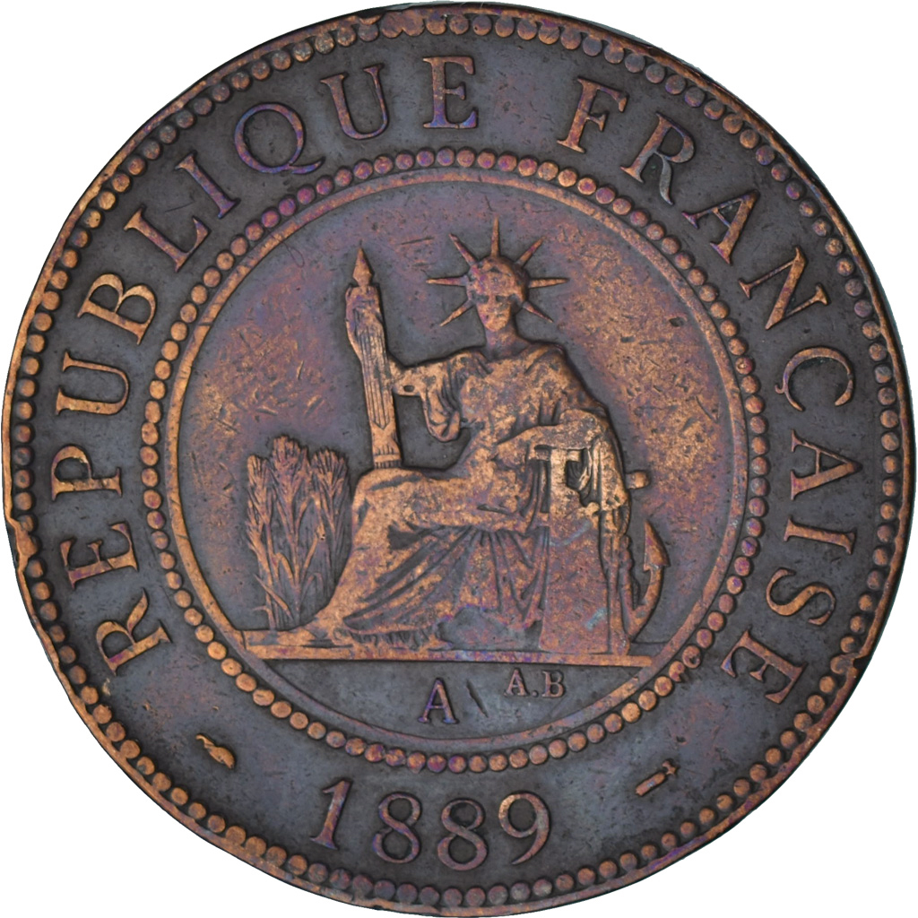 Coin, FRENCH INDO-CHINA, Cent, 1889, Paris, , Bronze, KM:1, Lecompte:41