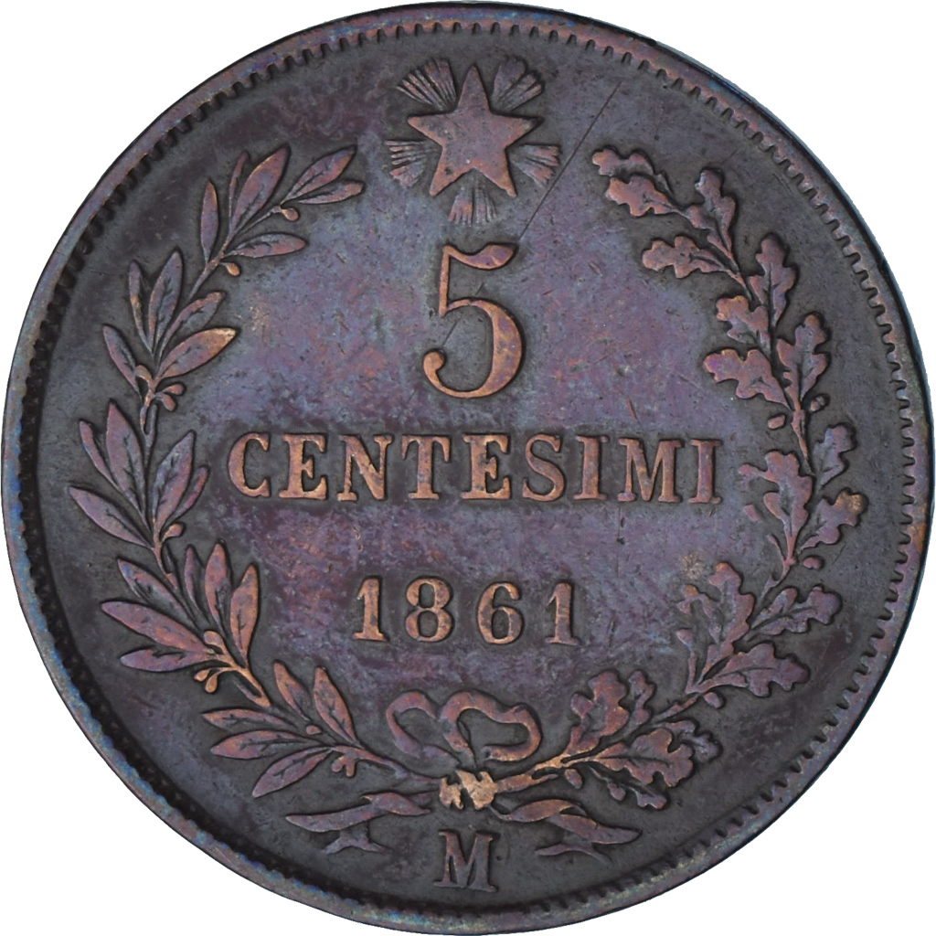 Coin, Italy, Vittorio Emanuele II, 5 Centesimi, 1861, Milan, , Copper