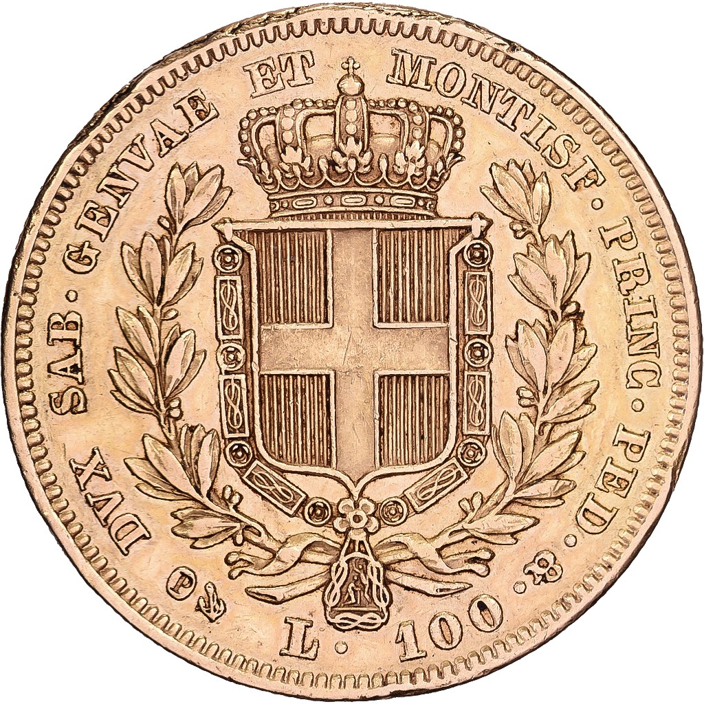 Italian States, SARDINIA, Carlo Alberto, 100 Lire, 1834, Genoa, Gold,