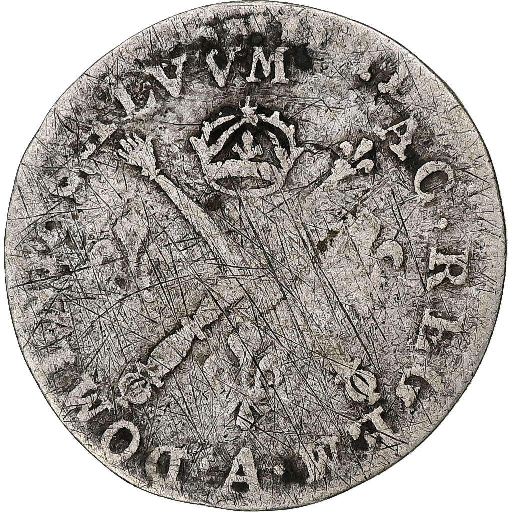France, Louis XIV, 5 Sols aux insignes, 1702, Paris, réformé, Silver