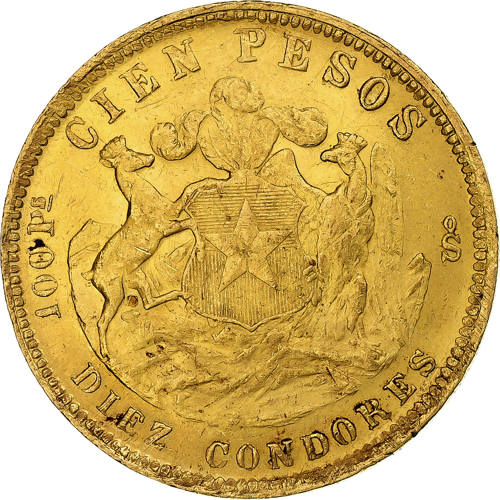 Chile, 100 Pesos, 1925, Santiago, Gold, | South American Coins