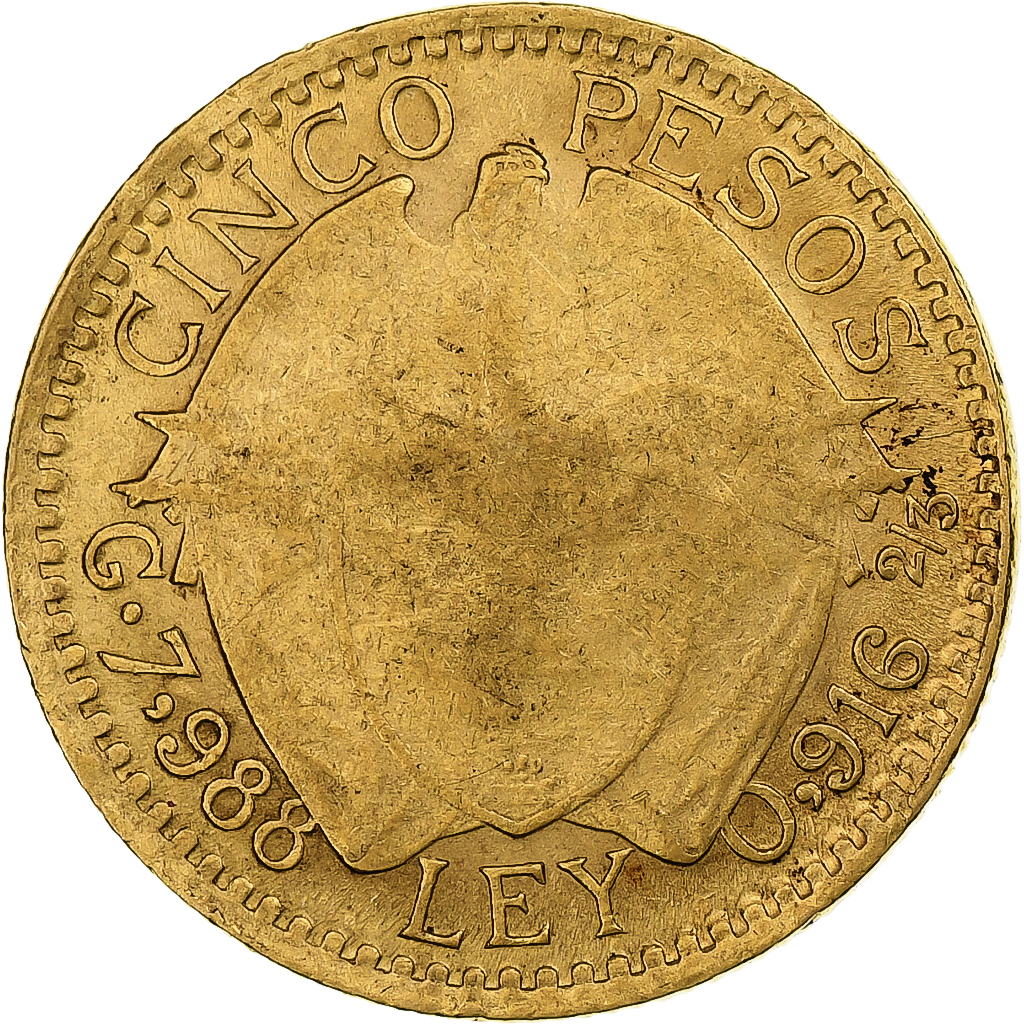 Colombia, 5 Pesos, 1919, Bogota, Gold, | South American Coins