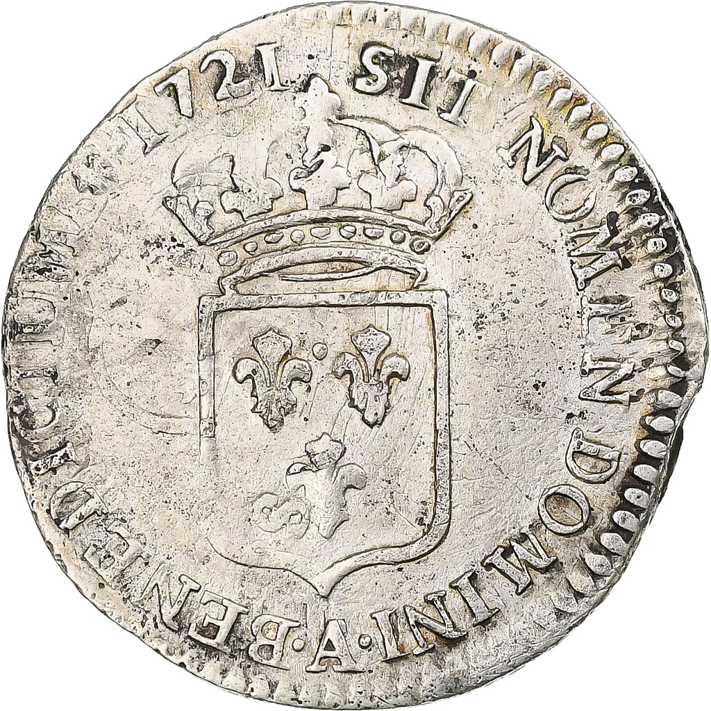 France, Louis XV, 1/12 Ecu de France, 1721, Paris, Silver, | European Coins