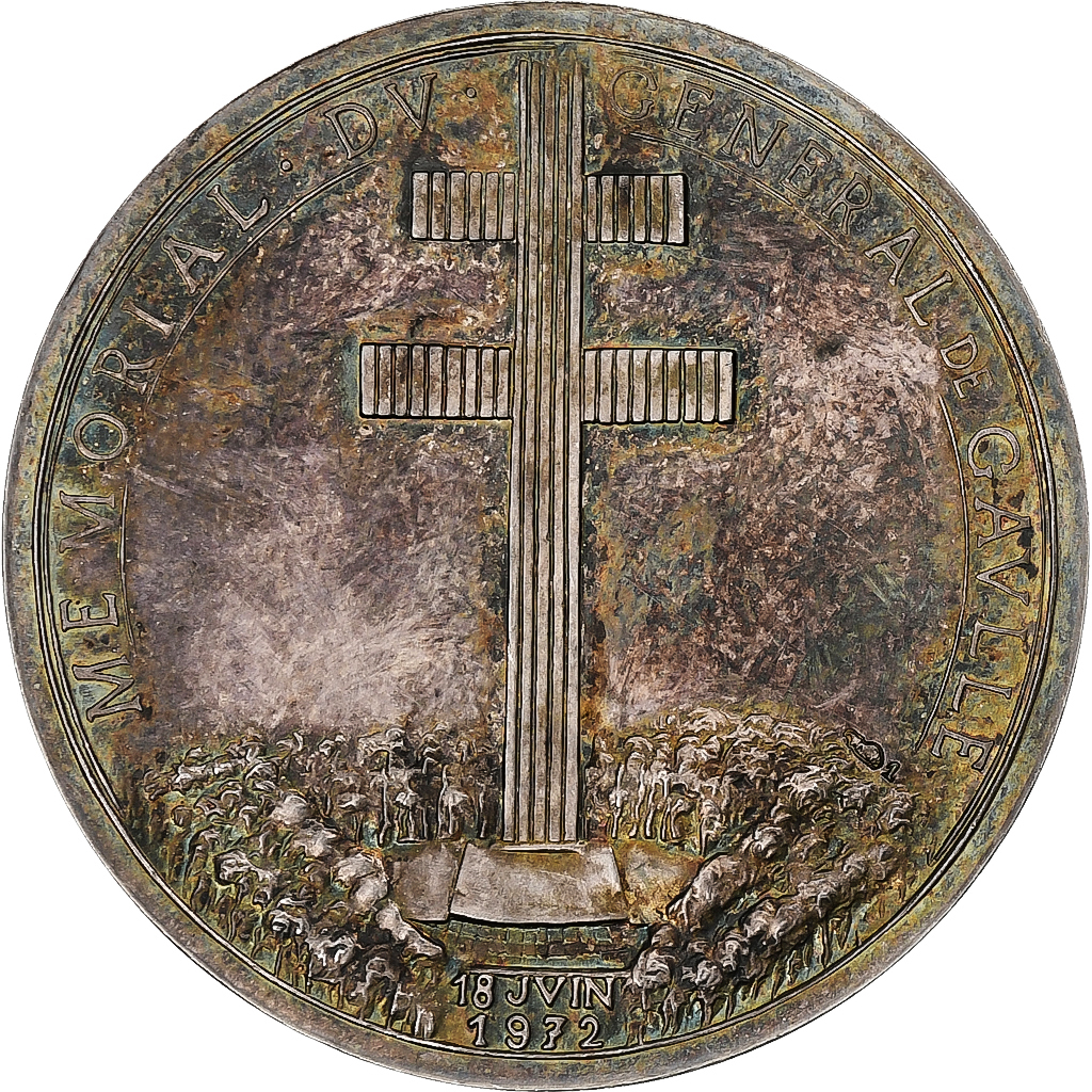 France, Medal, Commémoration du Mémorial du Général de Gaulle, 1972, Silver
