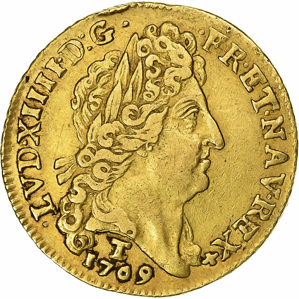 France, Louis XIV, louis d'or au soleil, 1709, Nantes, Gold, | European ...