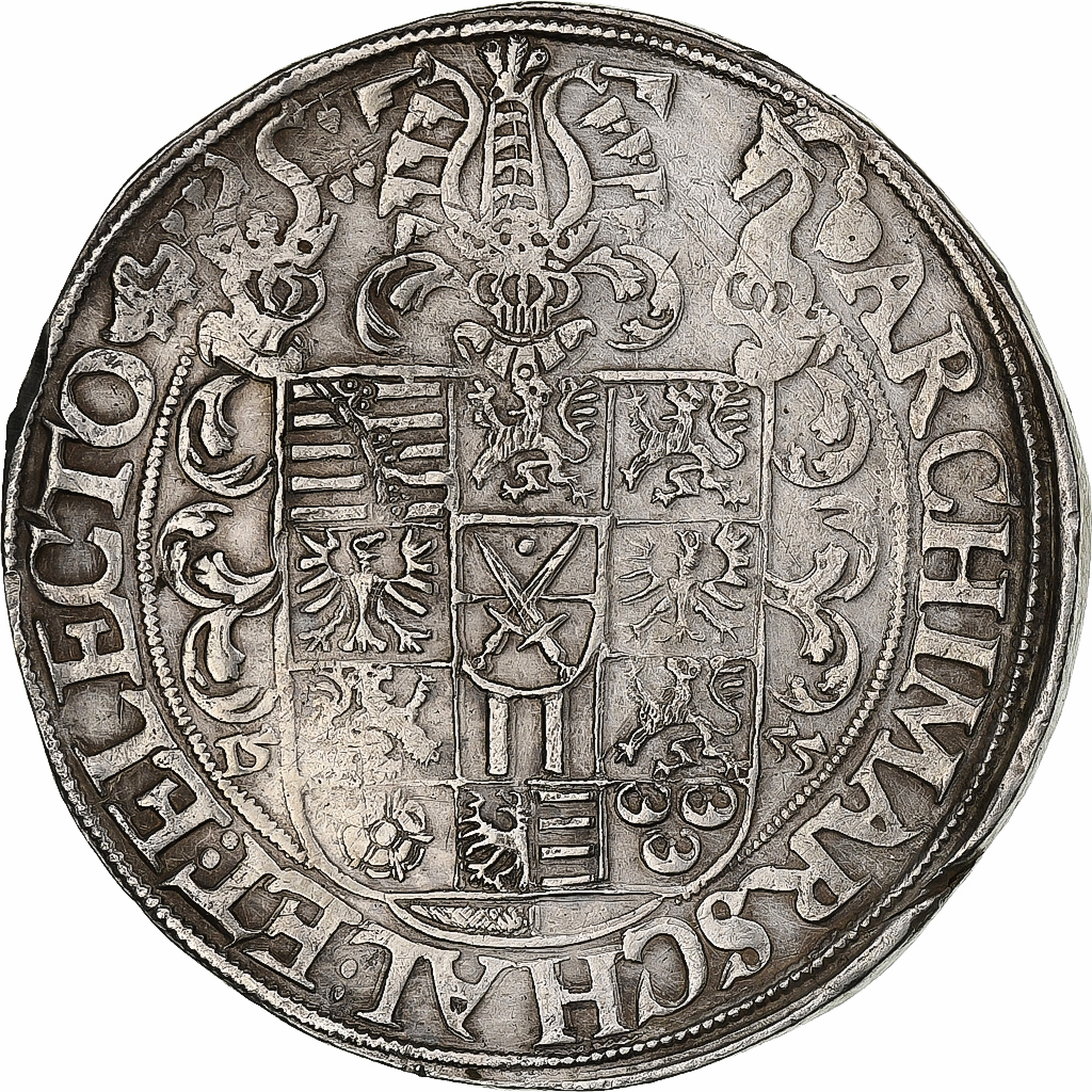 Electorate of Saxony, August I, Thaler, 1555, Dresden, Silver,