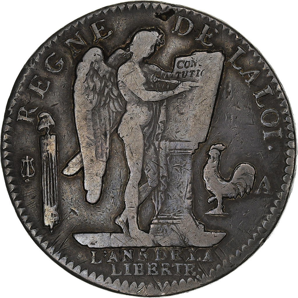 France, Louis XVI, Écu de 6 livres françois, 1793 / AN 5, Paris, Silver