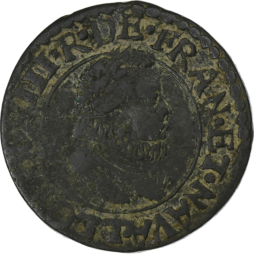 France, Louis XIII, Double Tournois, 1615, Nantes, Copper, , CGKL:378