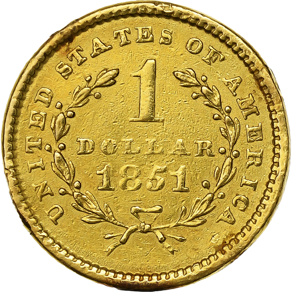 United States, Dollar, Liberty Head, 1851, Philadelphia, Gold,