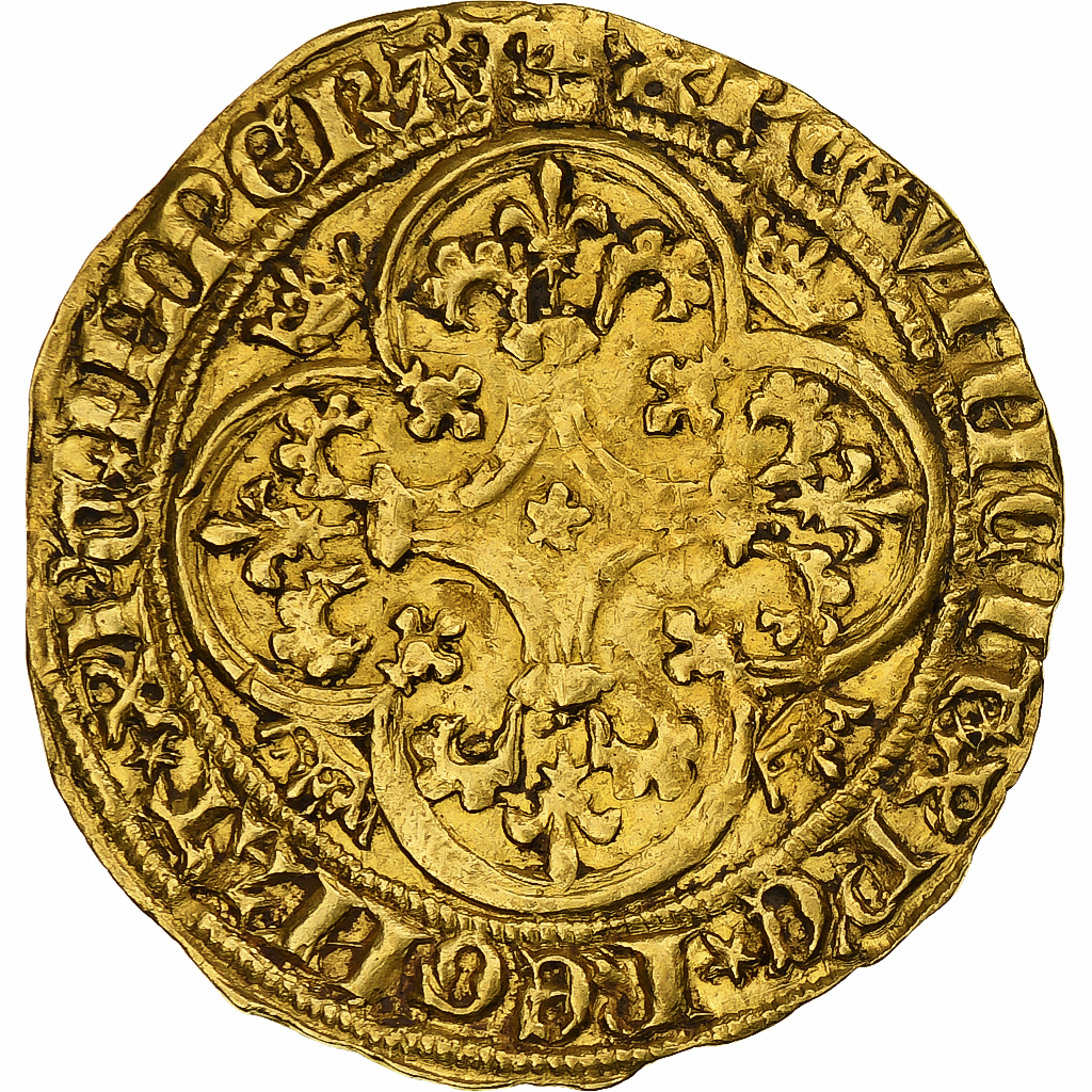 France, Charles VI, Écu d'or à la couronne, 1385-1422, Romans, Gold