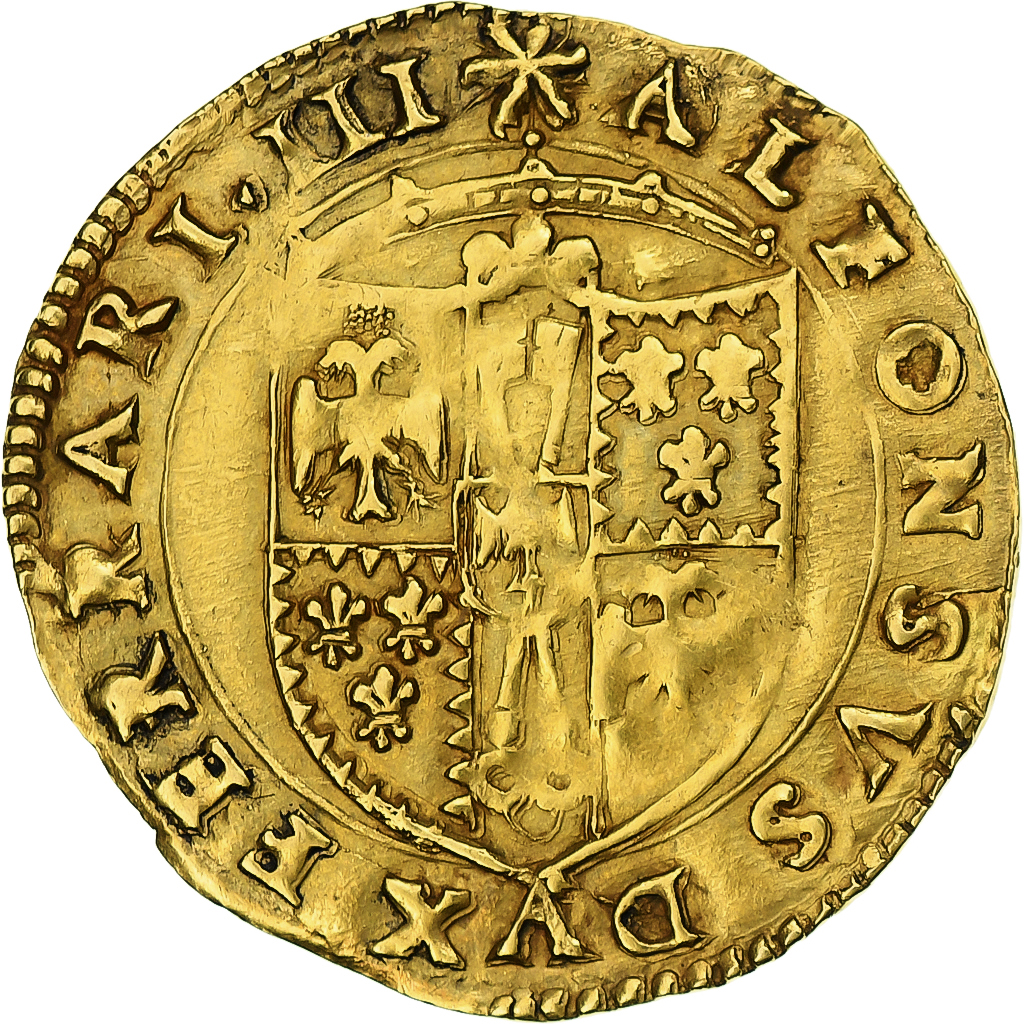 Duchy of Ferrara, Alfonso I d'Este, Scudo d'Oro, 1505-1534, Ferrara, Gold