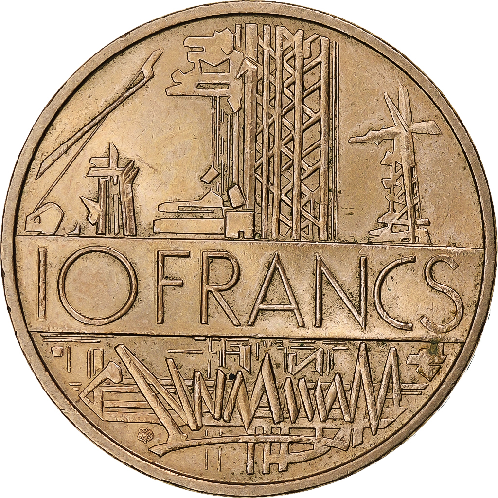 France, 10 Francs, Mathieu, 1976, Pessac, Tranche B, Copper-nickel ...