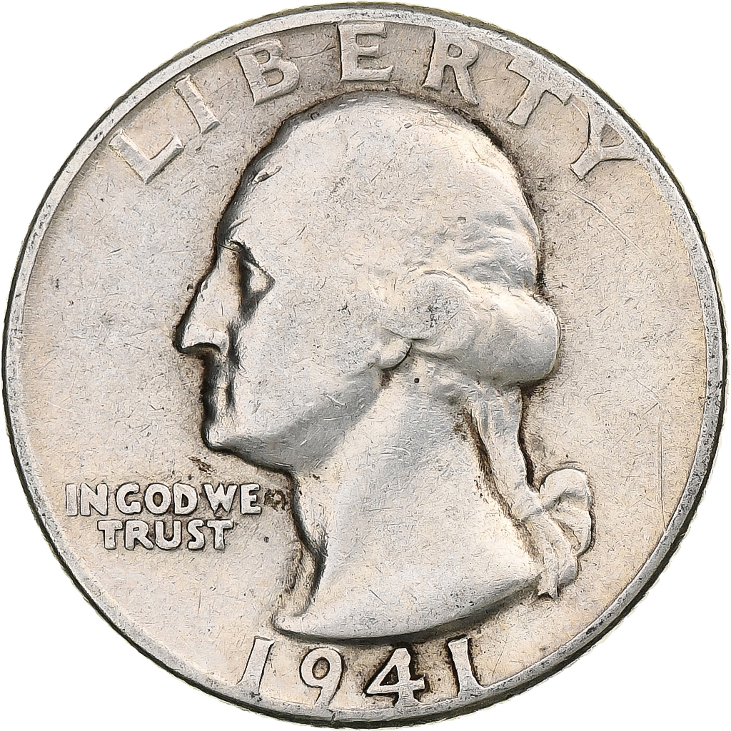 United States, Quarter, Washington, 1941, Philadelphia, Silver,