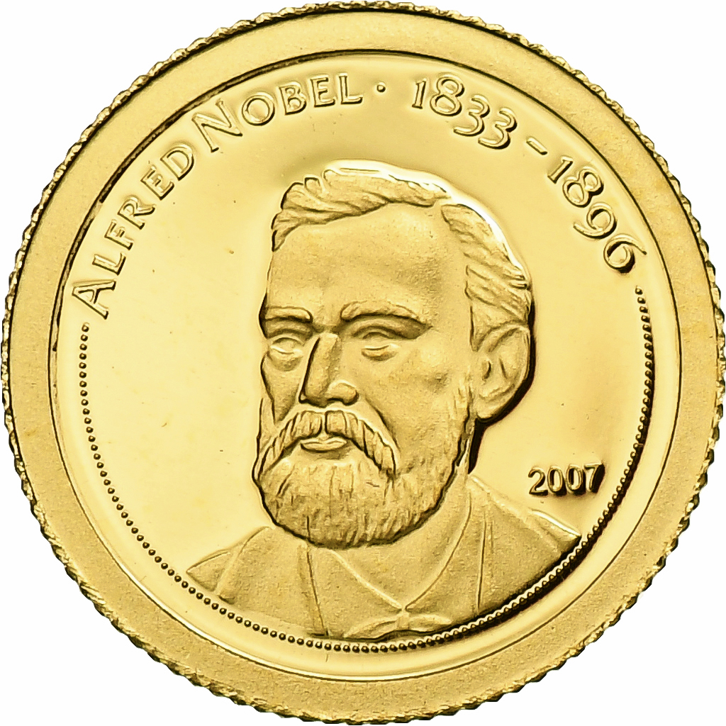 Mongolia, 500 Tugrik, Alfred Nobel, 2007, Proof, Gold, | Asian and ...