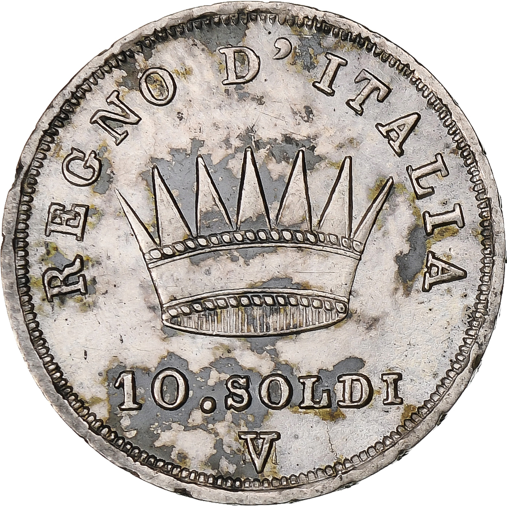 Kingdom of Italy, Napoleon I, 10 Soldi, 1812, Venice, Silver,