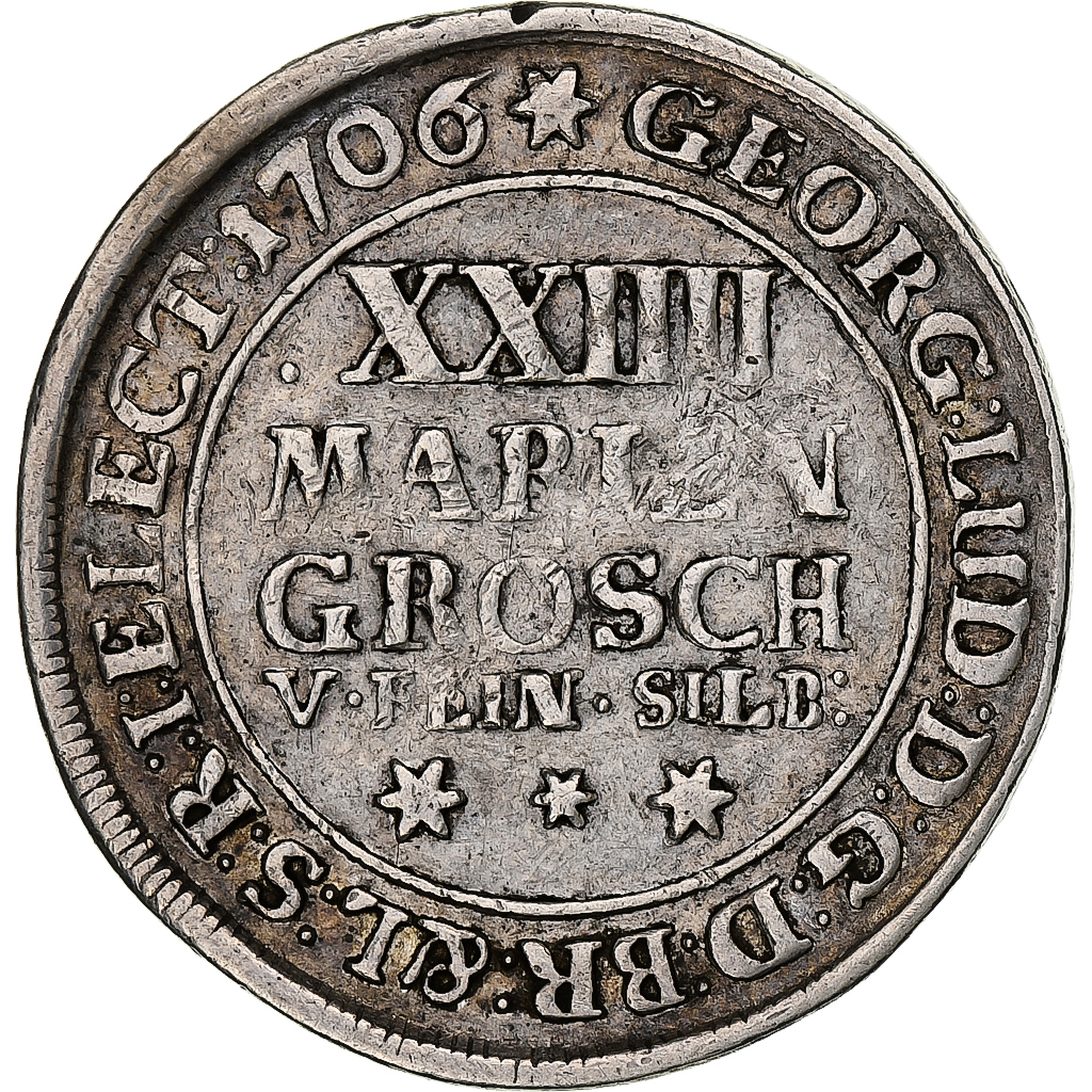 Germany, Brunswick-Lunebourg, Georg I, 24 Mariengroschen, 1706, Silver