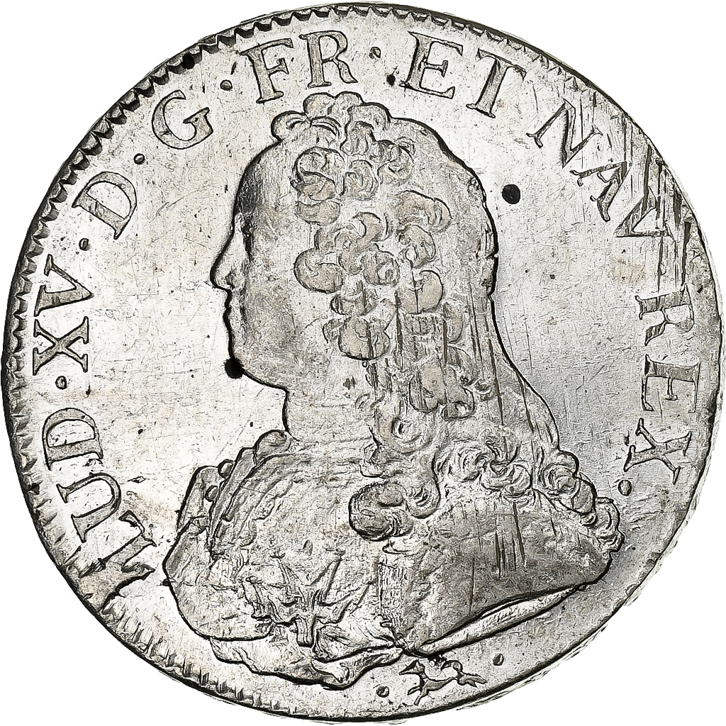 France, Louis XV, Ecu aux branches d'olivier, 1736, Bayonne, Silver, AU ...
