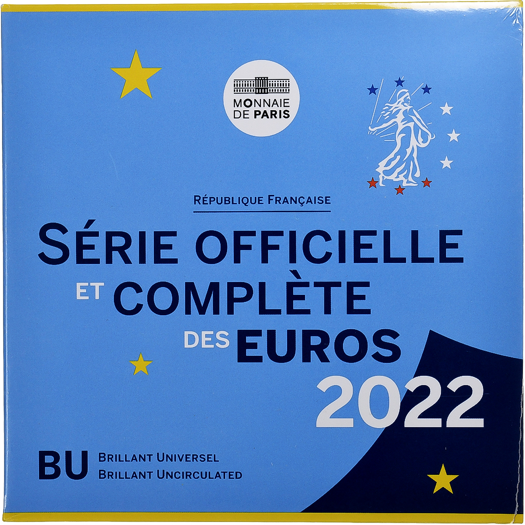 France, 1 Cent to 2 Euro, BU, 2022, Monnaie de Paris, | European Coins