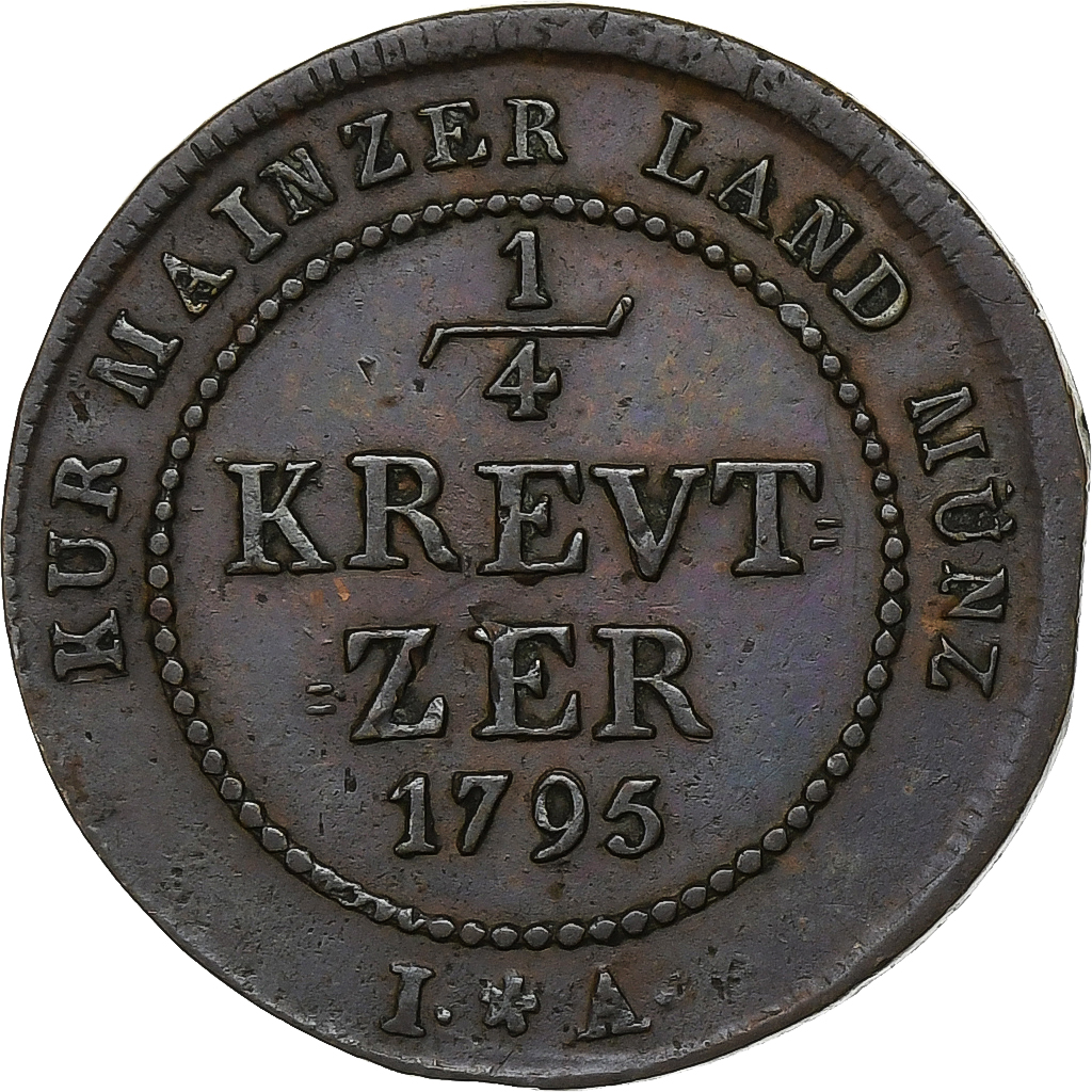 Germany, Friedrich Karl Joseph von Erthal, 1/4 Kreuzer, 1795, Mayence ...
