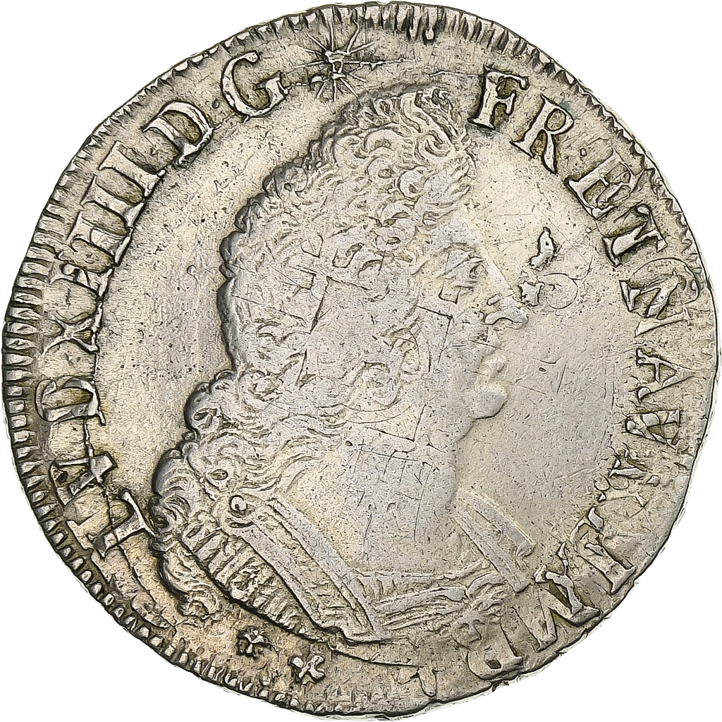 France, Louis XIV, 1/2 Ecu aux palmes, 1693, Montpellier, reformed, Silver