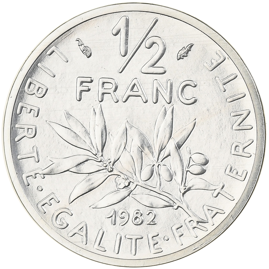 France, 1/2 Franc, Semeuse, 1982, Monnaie de Paris, Piéfort, Silver,