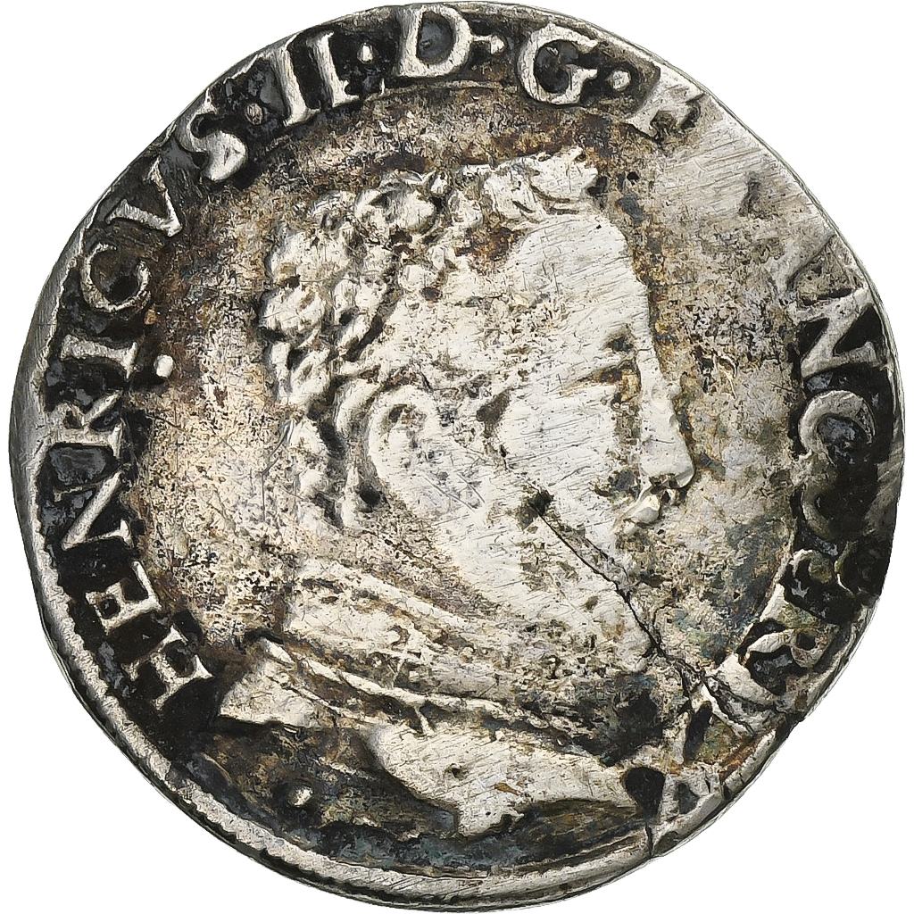 France, Henri II, Teston, 1557, Toulouse, Silver, , Gadoury:373D