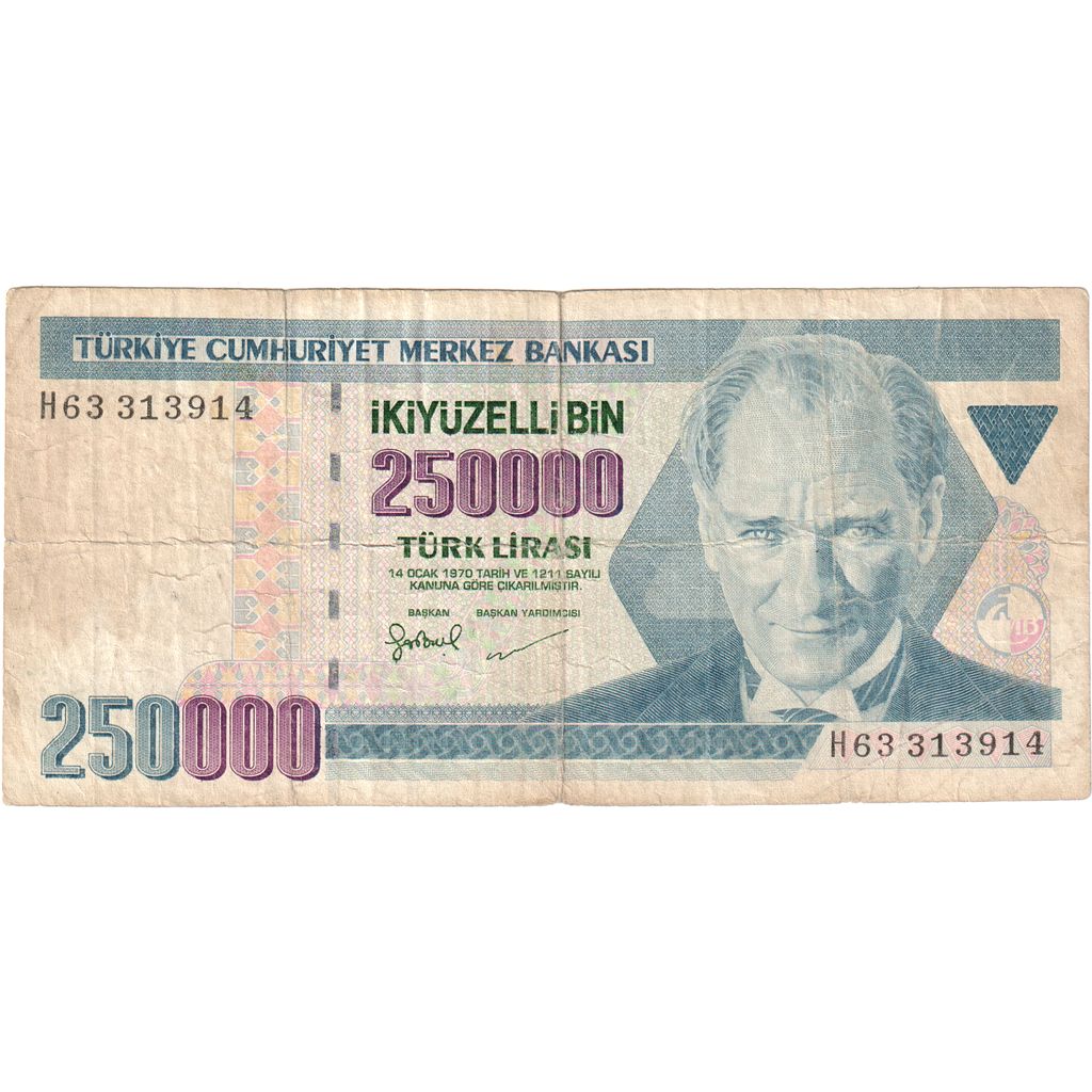 Turkey, 250,000 Lira, VF(20-25) | World Paper Money