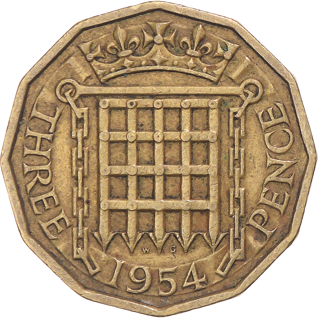 Coin, Great Britain, 3 Pence, 1954 | European Coins