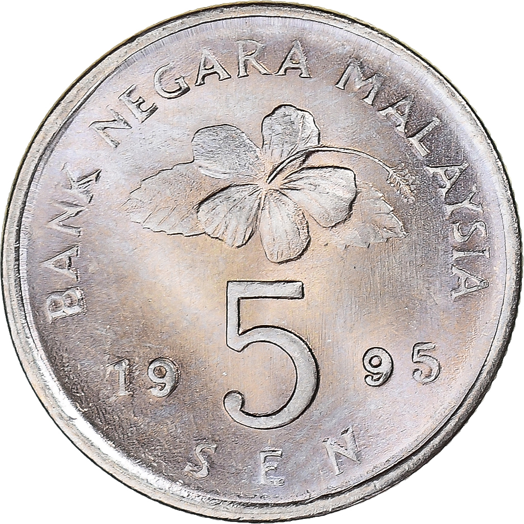 Coin, Malaysia, 5 Sen, 1995 | Asian and Middle Eastern Coins