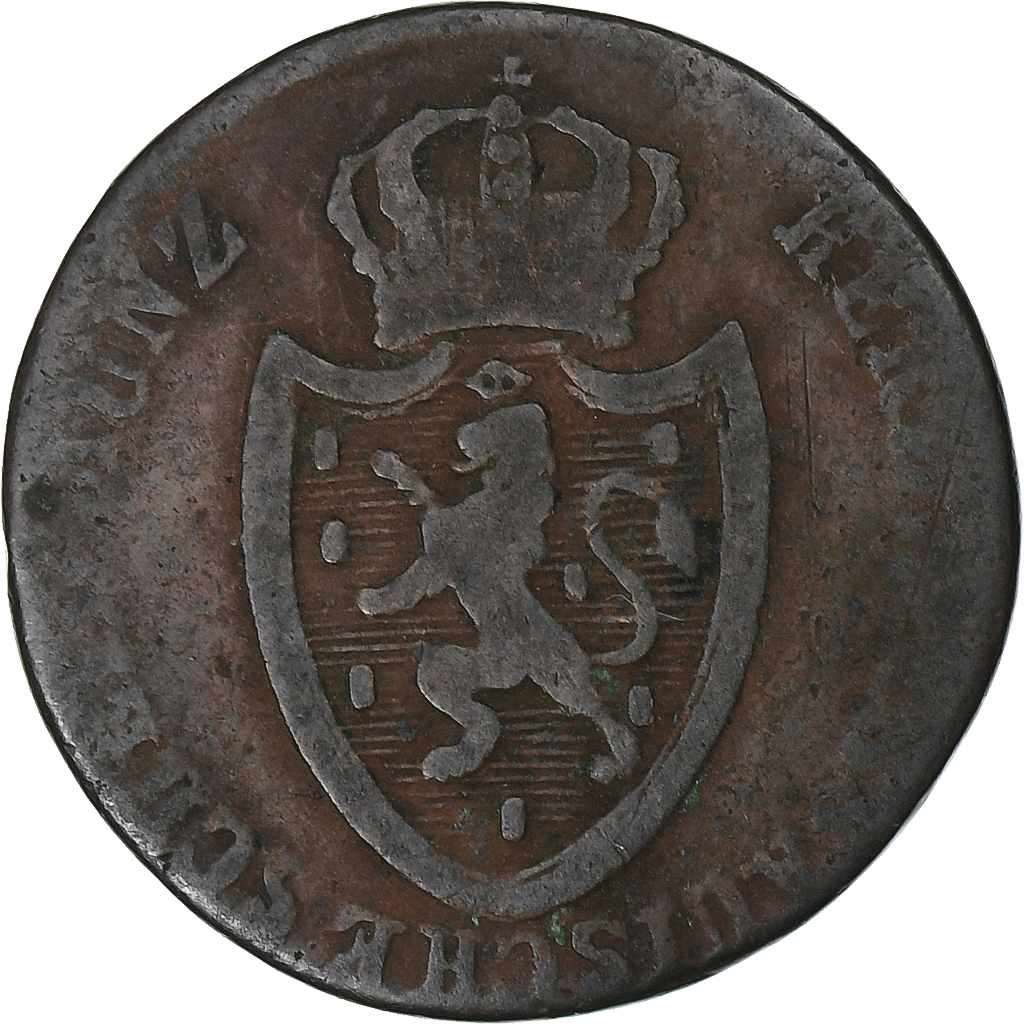 German States, NASSAU, Friedrich Wilhelm, 1/2 Kreuzer, 1813, Koblenz ...