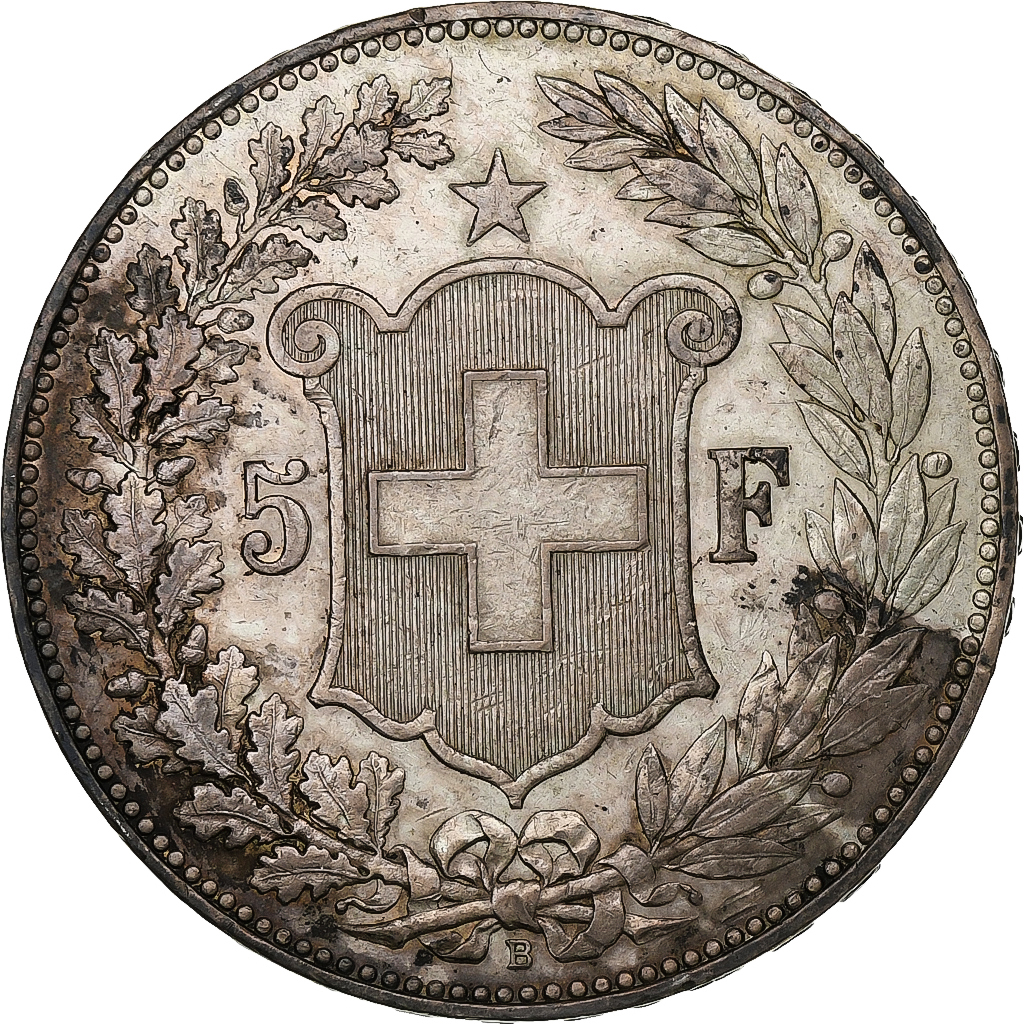 Switzerland, 5 Francs, Helvetia, 1889, Bern, Silver, , KM:34 | European ...