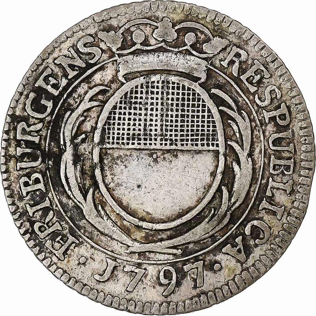 SWISS CANTONS, FREIBURG, 7 Kreuzer, 1797, Billon, | European Coins