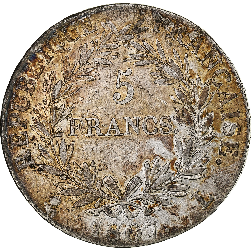 France, Napoleon I, 5 Francs, 1807, Bayonne, Silver, | European Coins