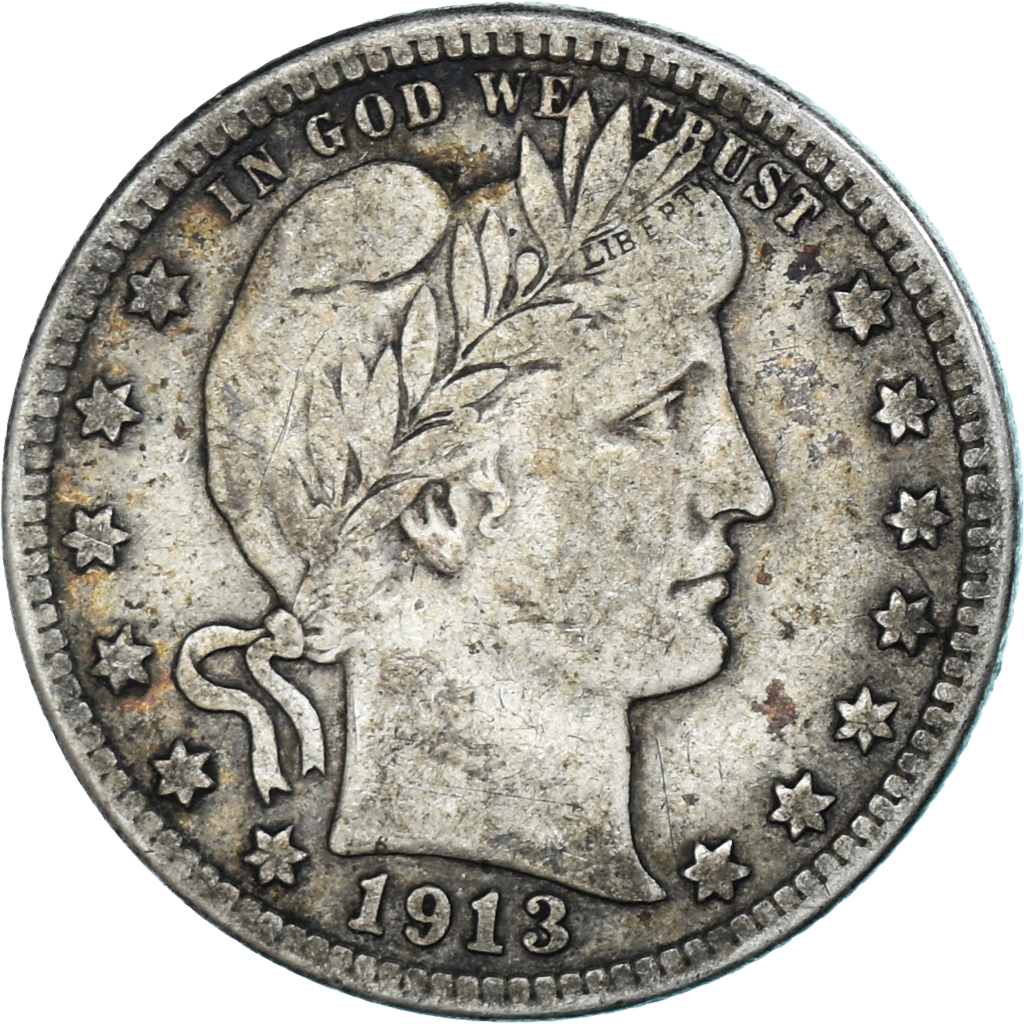 Coin, United States, Barber Quarter, Quarter, 1913, Denver, , Silver
