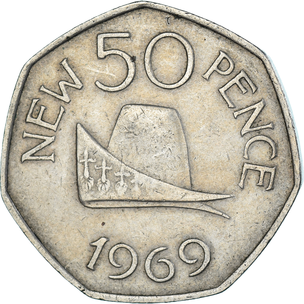 Coin, Guernsey, 50 New Pence, 1969 | European Coins