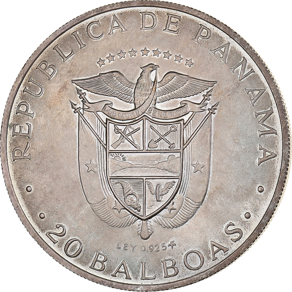 Panama, 20 Balboas, 1974, Franklin Mint, Silver, , KM:31 | North ...