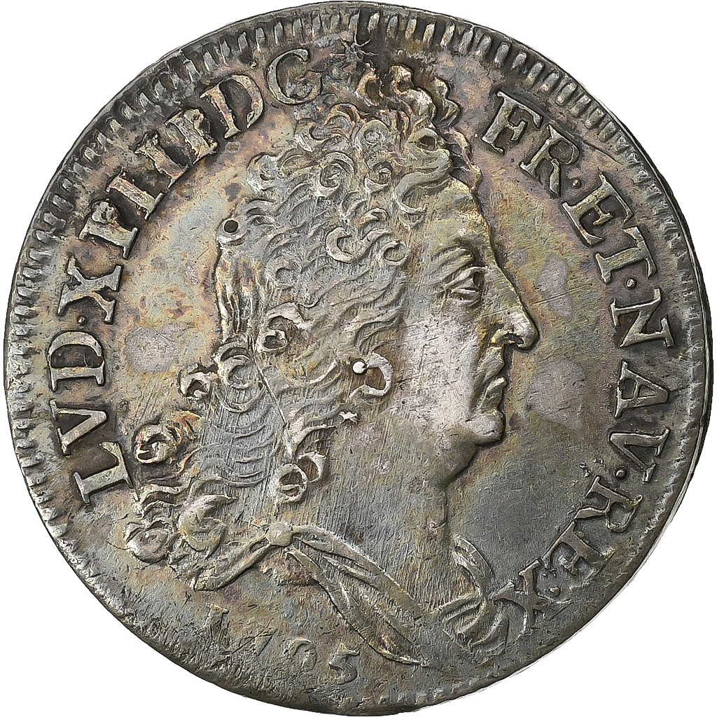 France, Louis XIV, 10 Sols aux insignes, 1705, Paris, Silver,