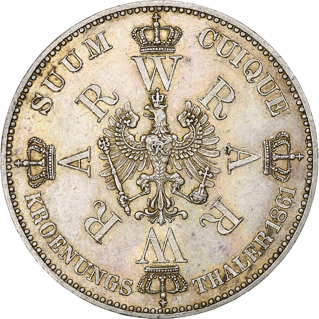 Kingdom of Prussia, Wilhelm I, 1 Thaler, Coronation, 1861, Berlin, Silver