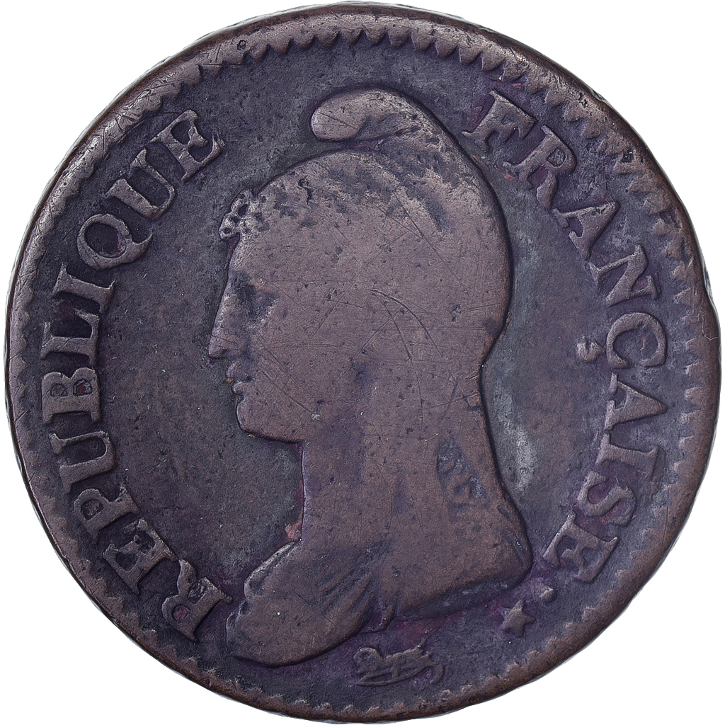 France, 1 Décime, Dupré, AN 4, Paris, Modification du 2 décimes, Copper