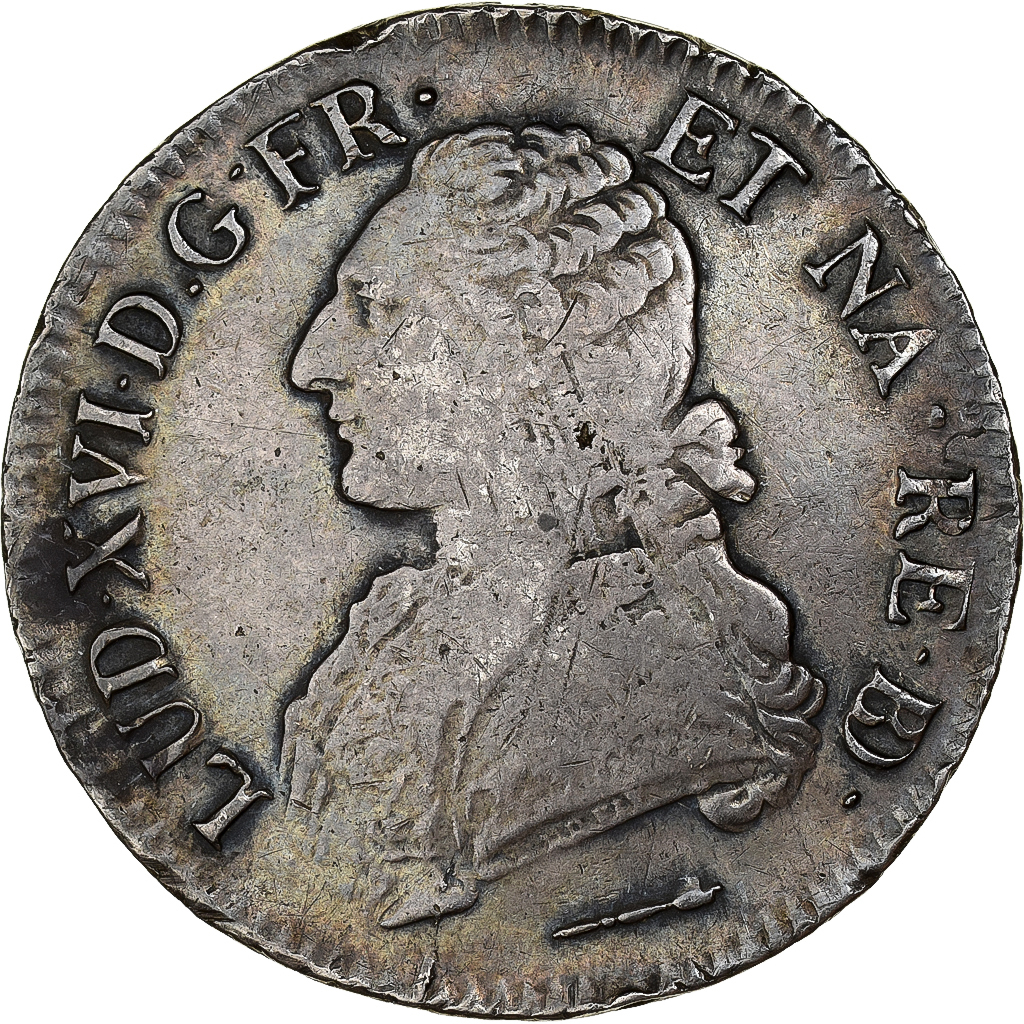 France, Louis XVI, Écu de Béarn aux branches d'olivier, 1785, Pau, Silver