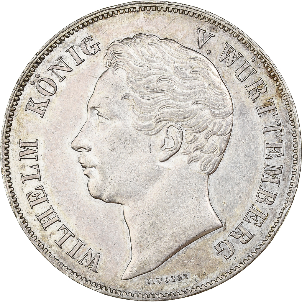 Kingdom of Württemberg, Wilhelm I, 2 Gulden, 1850, Stuttgart, Silver