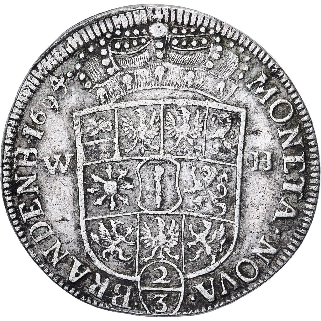 Brandenburg-Prussia, Friedrich III, 2/3 Thaler, 1694, Emmerich, Silver