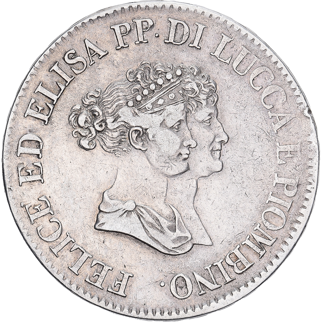 Principality of Lucca and Piombino, Felix and Elisa, 5 Franchi, 1805 ...