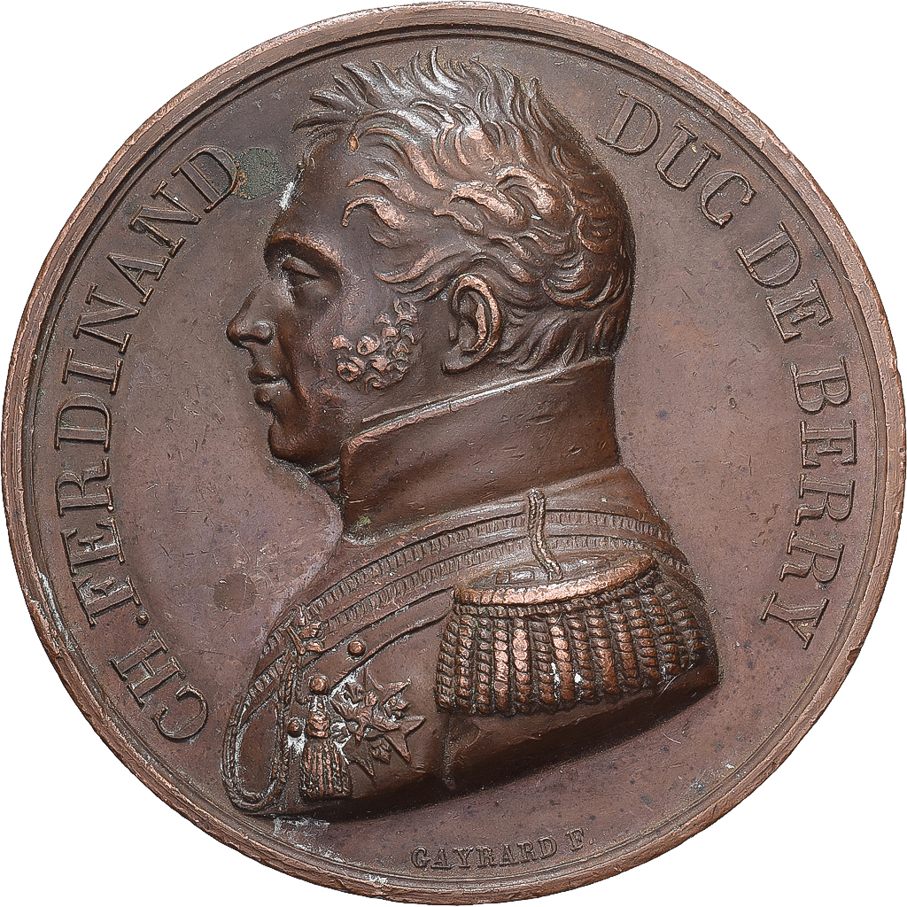 France, Medal, Death of Charles Ferdinand, Duke of Berry, 1820, Bronze, De