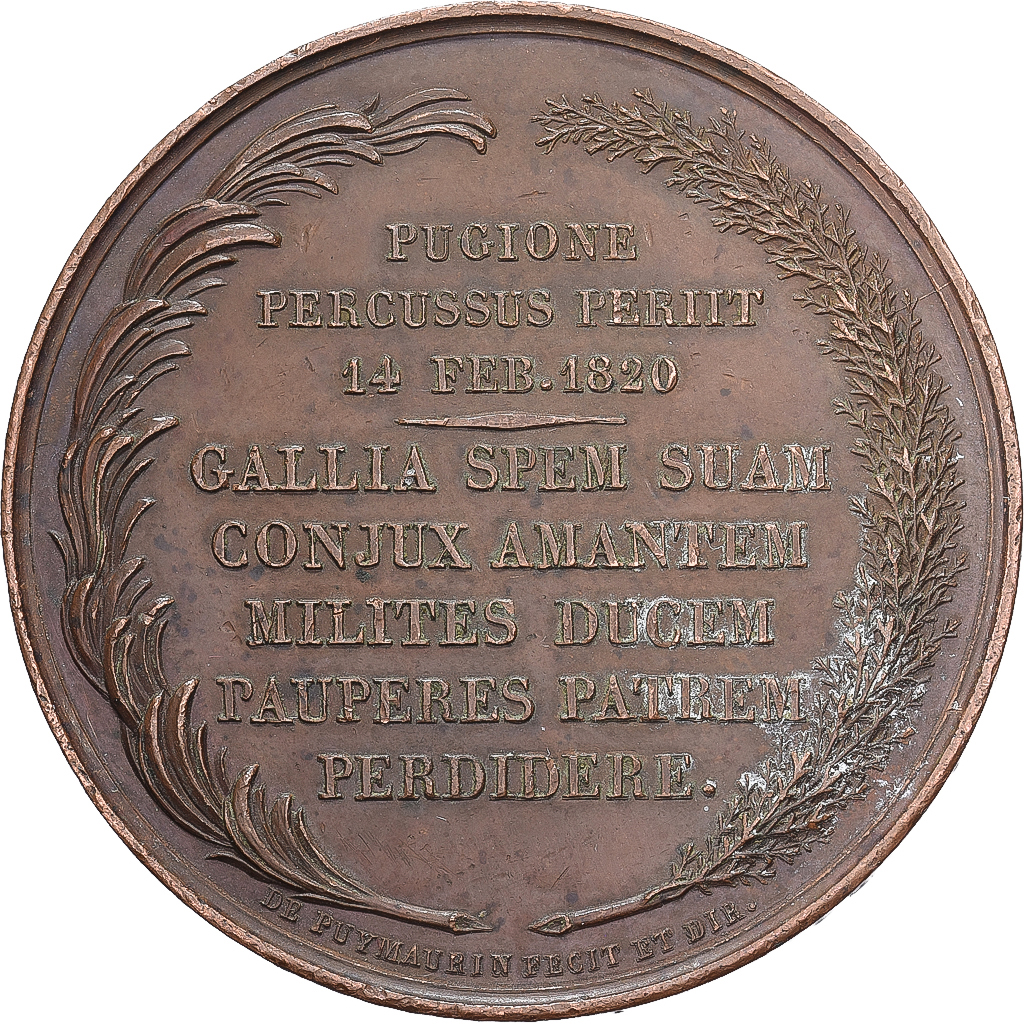 France, Medal, Death of Charles Ferdinand, Duke of Berry, 1820, Bronze, De