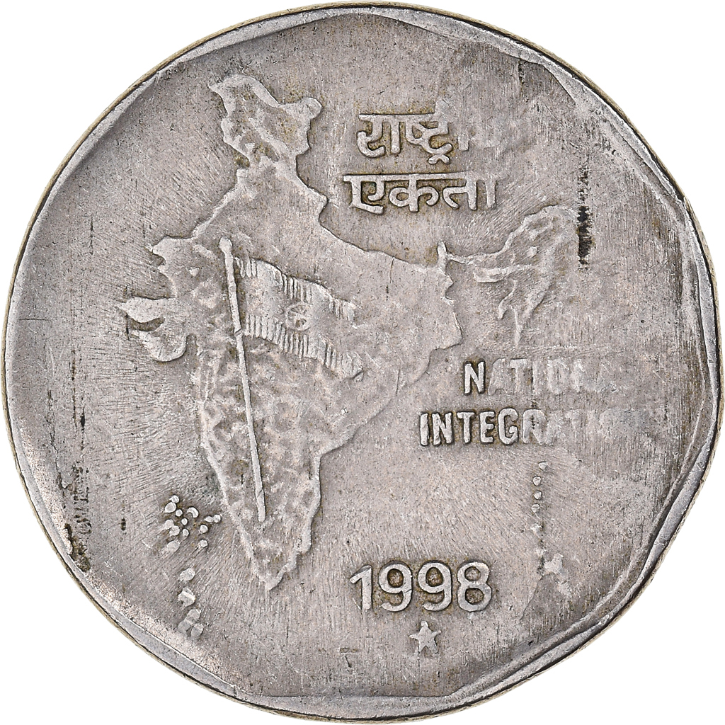 Coin, INDIA-REPUBLIC, 2 Rupees, 1998 | Asian and Middle Eastern Coins