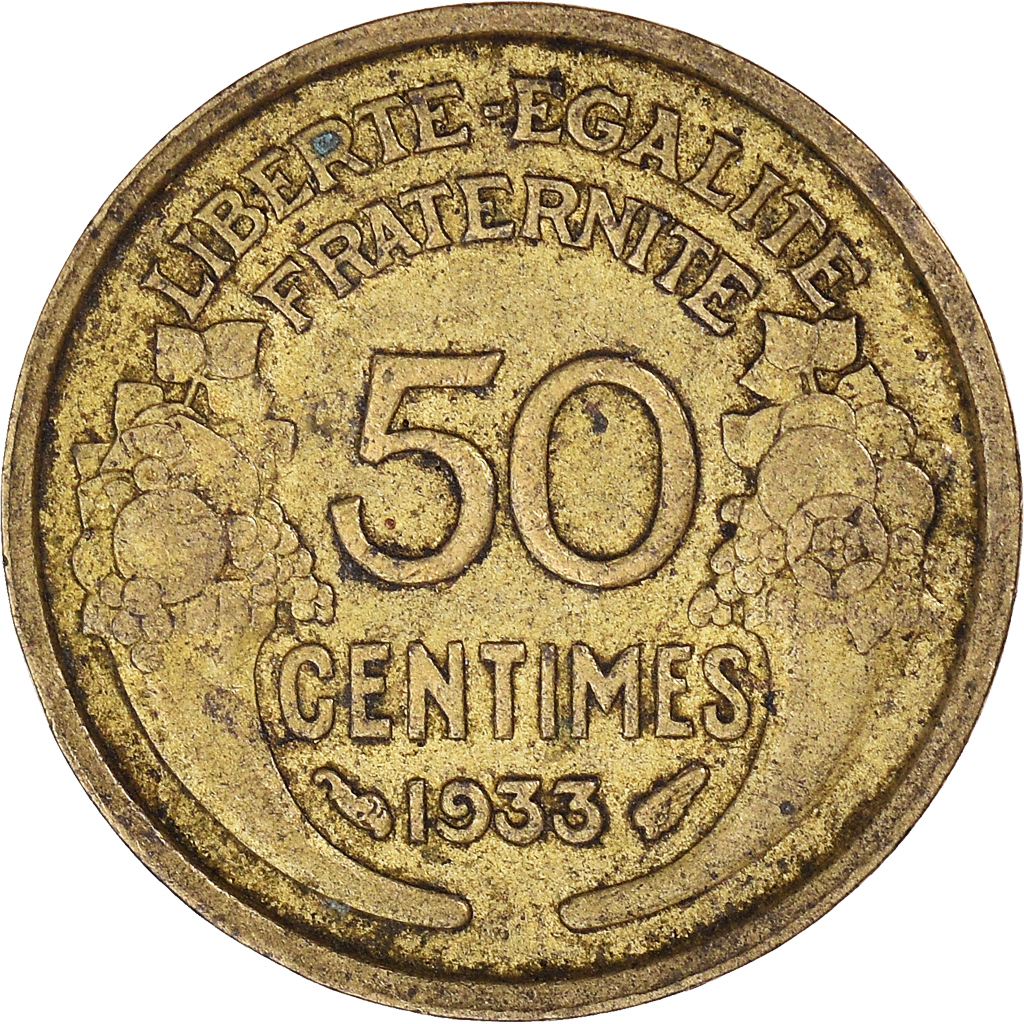 Coin, France, 50 Centimes, 1933 | European Coins