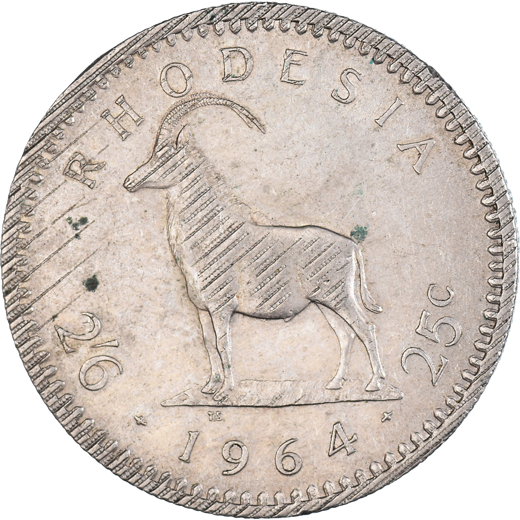 Coin, Rhodesia, 2-1/2 Shillings = 25 Cents, 1964 | African Coins