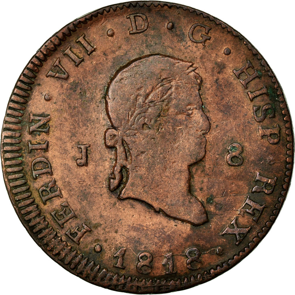 Coin, Spain, Ferdinand VII, 8 Maravedis, 1818, Jubia, , Copper, KM:491