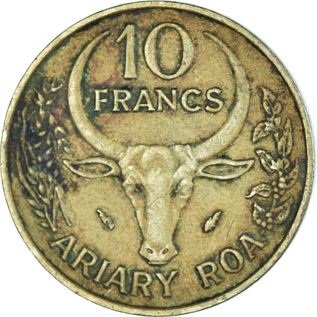 Coin, Madagascar, 10 Francs, 2 Ariary, 1988 | African Coins